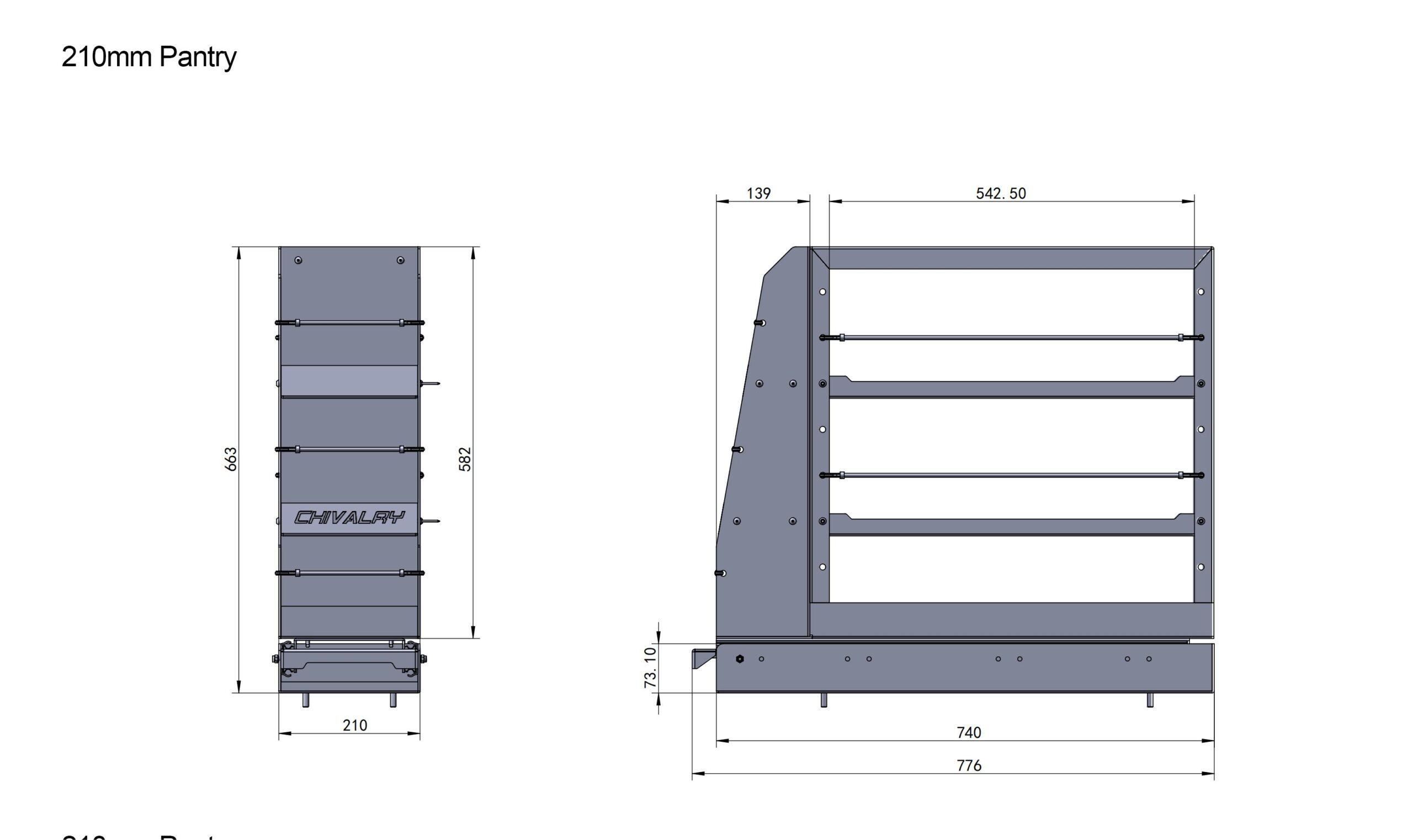Aluminium 210mm Pantry | UTE Chivalry