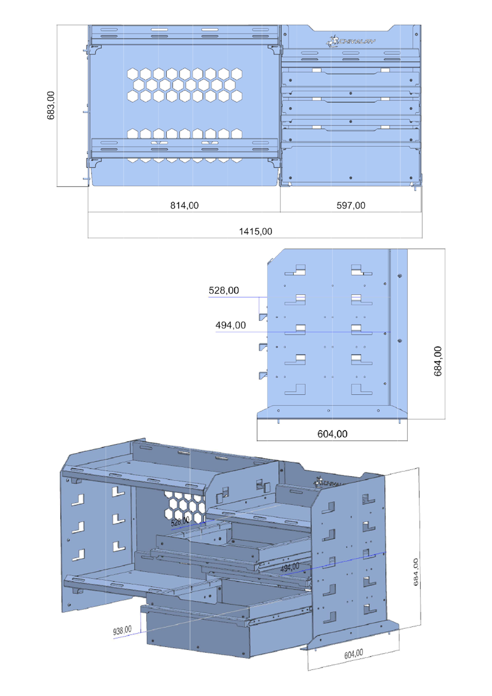 Aluminium Drawer Unit 1400mmL Black | UTE Chivalry